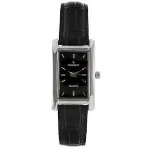 PEUGEOT Classic Rectangular Contour Leather Watch- 34x20mm - Black