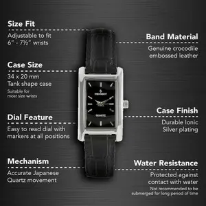 PEUGEOT Classic Rectangular Contour Leather Watch- 34x20mm