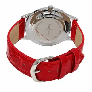 PEUGEOT Easy Read Large Face Leather Watch- 40mm - Red