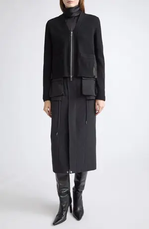 Sacai Grosgrain Bonding Midi Skirt - Black