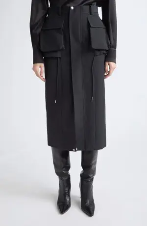 Sacai Grosgrain Bonding Midi Skirt - Black