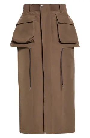 Sacai Grosgrain Bonding Midi Skirt - Brown