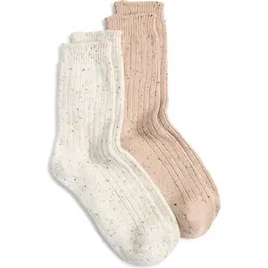 Hue Nep Rib Assorted 2-pack Crew Socks - Ivory Pack