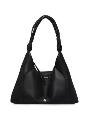 AIGNER Medium Giara Leather Shoulder Bag - Black