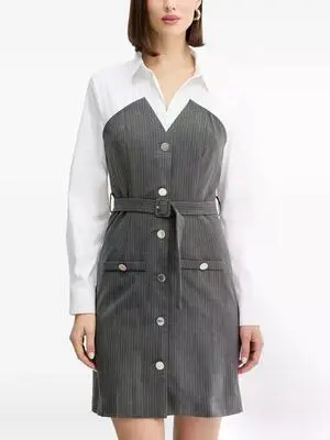 MORGAN Pinstripe-pattern Belted Mini Dress