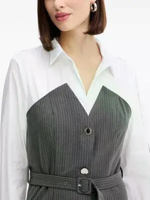MORGAN Pinstripe-pattern Belted Mini Dress