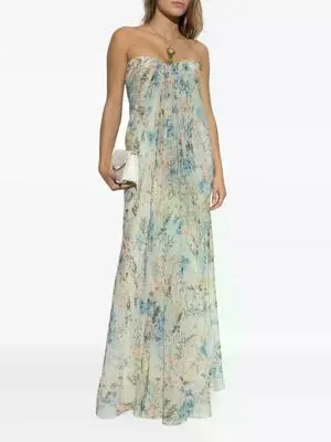 Alexander McQueen Floral-motif Strapless Maxi Dress