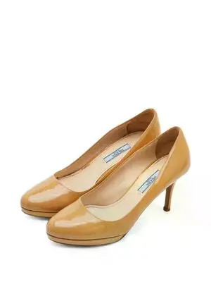 Prada Almond-toe Patent-leather Heeled Pumps