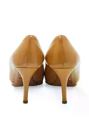 Prada Almond-toe Patent-leather Heeled Pumps
