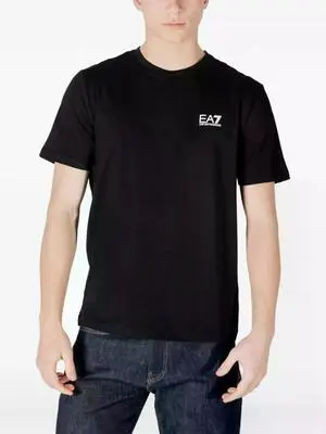 EA7 Logo-print Cotton T-shirt - Black