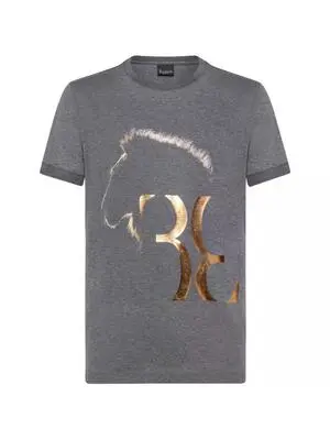 BILLIONAIRE Ss Lion-print Crew-neck T-shirt - Grey