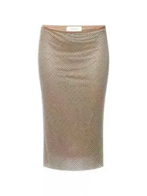 Sportmax Crystal-embellished Mesh-panelled Straight Midi Skirt - Neutrals