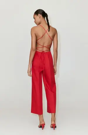 Mango Open Back Crop Jumpsuit