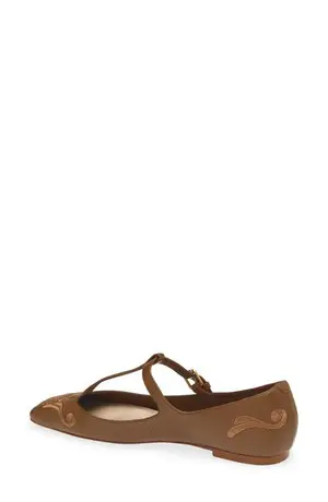 Farm Rio Rechillieu T-strap Leather Flat - Sand