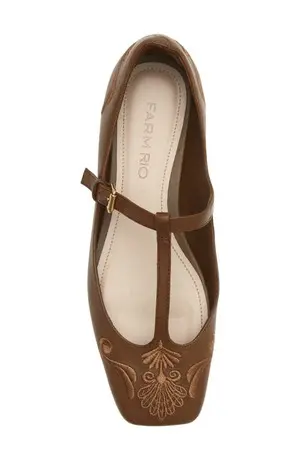 Farm Rio Rechillieu T-strap Leather Flat - Sand