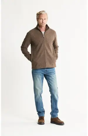 JACHS Wool Blend Knit Full Zip - Brown