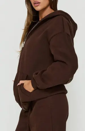 Princess Polly Peytan Full Zip Hoodie - Brown