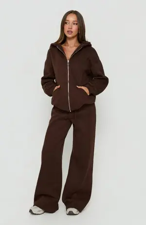 Princess Polly Peytan Full Zip Hoodie - Brown