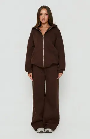 Princess Polly Peytan Full Zip Hoodie - Brown