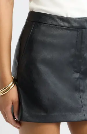 OPEN EDIT Faux Leather Mini Skort