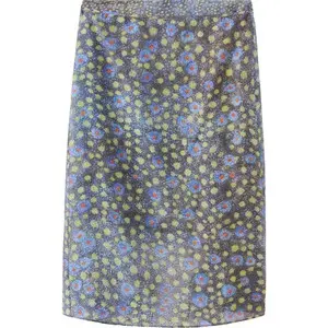 Mango Printed Overlay Midi Skirt - Black
