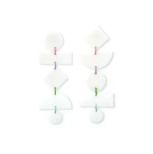BY CHAVELLI Geometric Dangly Statement Earrings - White