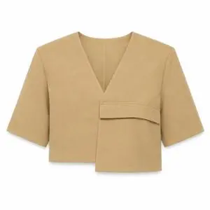 ELAMINS Oversize Pocket Crop Top Tan