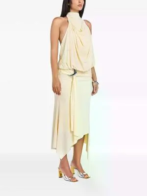 DE LA VALI Vida Draped Asymmetric Midi Dress