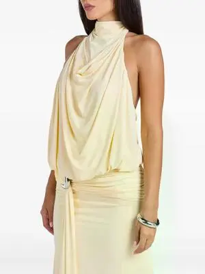 DE LA VALI Vida Draped Asymmetric Midi Dress