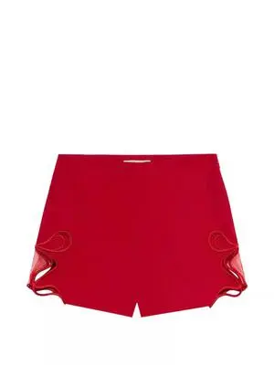 Blumarine Intarsia-embroidered Mini Shorts - Red