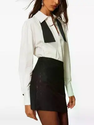 TWINSET Poplin Shirt With Pleated Bow Tie