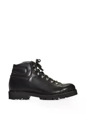 ROBERTO PEPE LUXURY Calfskin Leather Combat Boots - Black