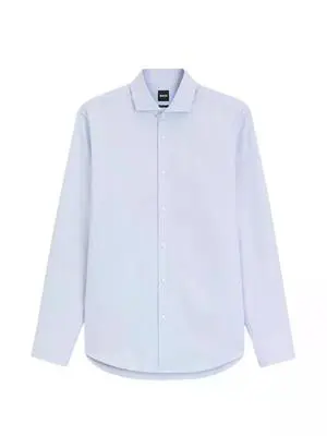 BOSS Micro-patterned Spread-collar Shirt - Blue