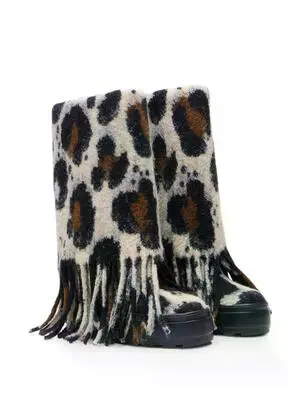 Casadei Leopard-print Fringed Boots