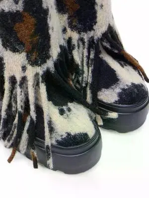 Casadei Leopard-print Fringed Boots