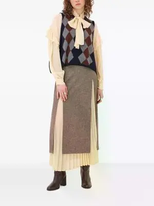 OTTOD'AME Argyle-pattern Asymmetric-hem Sweater