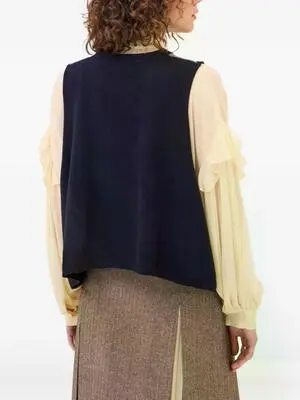 OTTOD'AME Argyle-pattern Asymmetric-hem Sweater