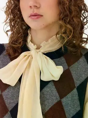 OTTOD'AME Argyle-pattern Asymmetric-hem Sweater