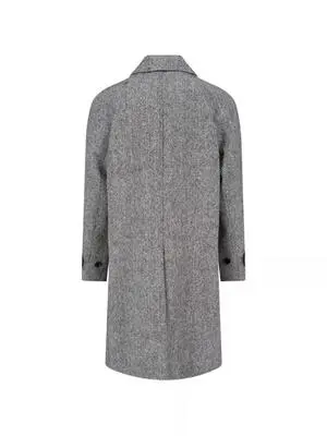 LARDINI Herringbone-pattern Wool Coat