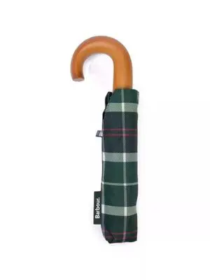 Barbour Tartan-pattern Wooden-handle Umbrella - Green