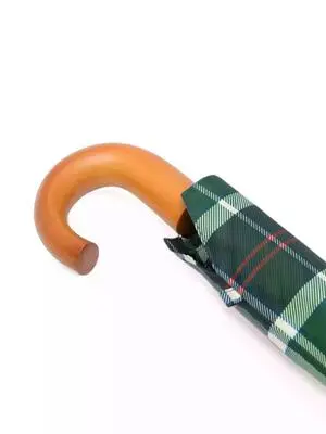 Barbour Tartan-pattern Wooden-handle Umbrella