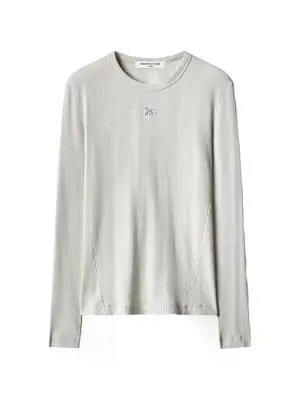 Maison Kitsuné Baby Fox Ribbed-knit Long-sleeve T-shirt - Grey