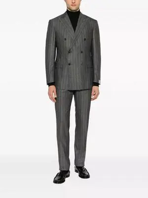 Corneliani Herringbone Double-breasted Suit - Grey