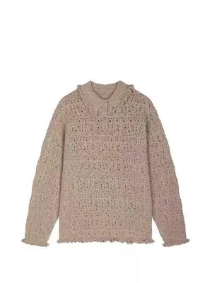 JNBY Ruffle-trim Open-knit Sweater - Neutrals