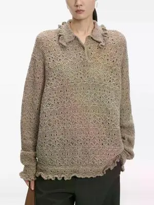 JNBY Ruffle-trim Open-knit Sweater