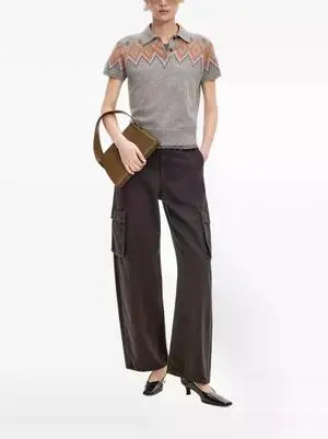 JNBY Geometric-jacquard Short-sleeve Sweater - Neutrals