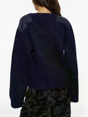 GANNI V-neck Ribbed-knit Sweater