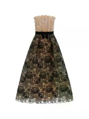 Elie Saab Floral-lace Strapless Maxi Dress