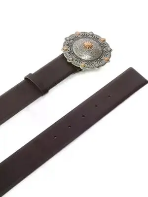 Pinko Leather Belt With Jewel Medallion, 4cm