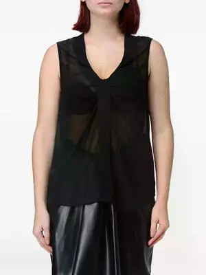 HANITA Brooch-detail Sleeveless Top - Black